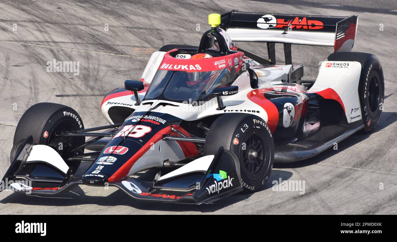 Long Beach, CA - April 15, 2023: IndyCar driver David Malukas competing ...