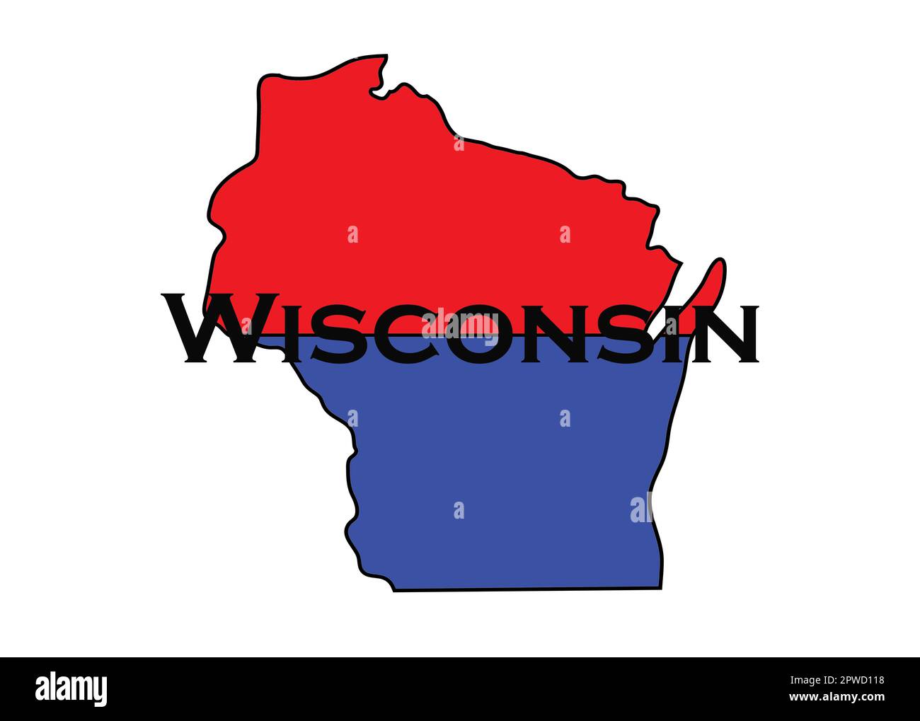 Politically split state of Wisconsin with half red and blue Stock Photo ...