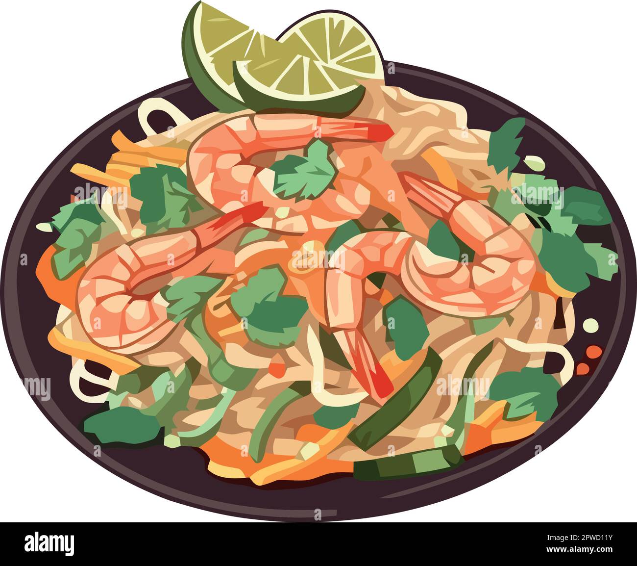 Fresh seafood meal with prawns and salad Stock Vector Image & Art - Alamy