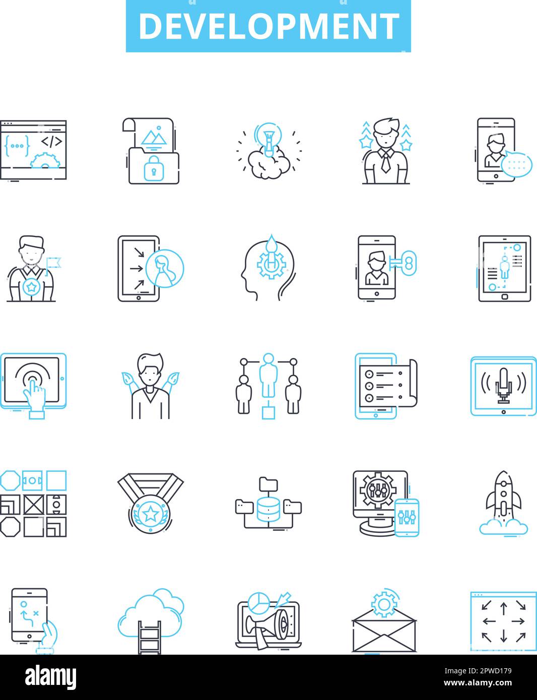 Development vector line icons set. Growth, Improvement, Expansion ...