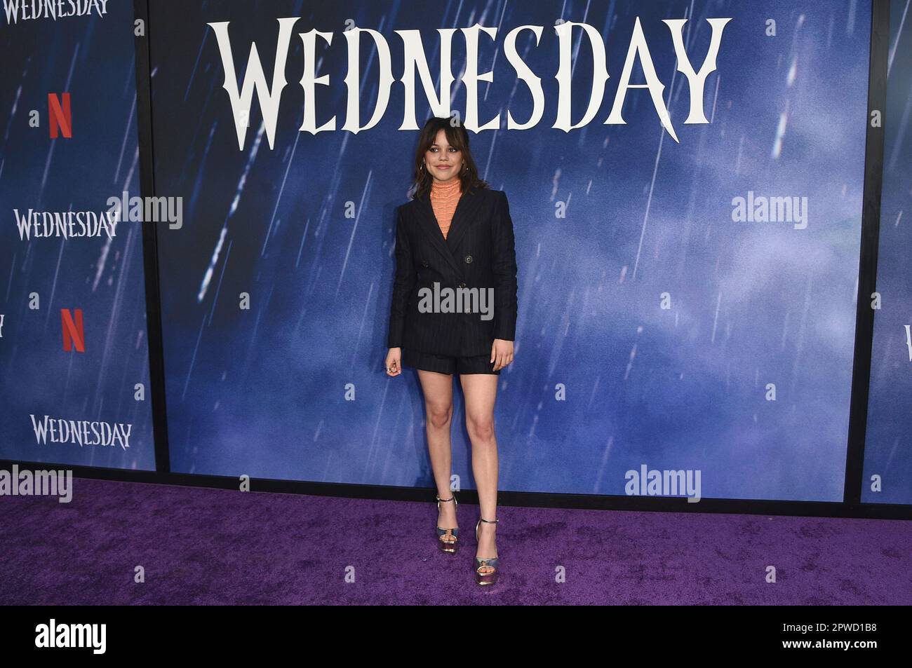 Jenna Ortega attends a photo call with the cast of the television ...