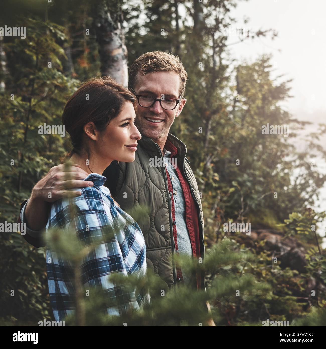 The view left her speechless. a young couple exploring nature together ...