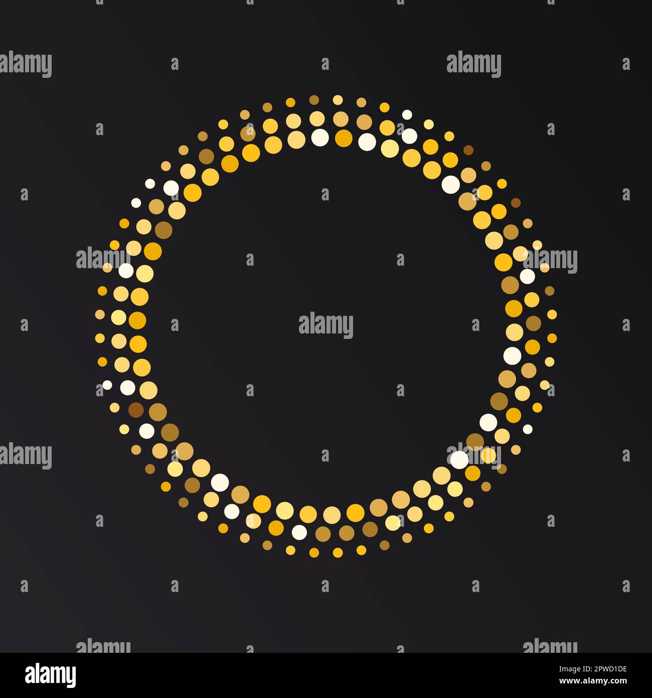 Gold Halftone round frame. Golden luxury Halftone circle logo Stock ...