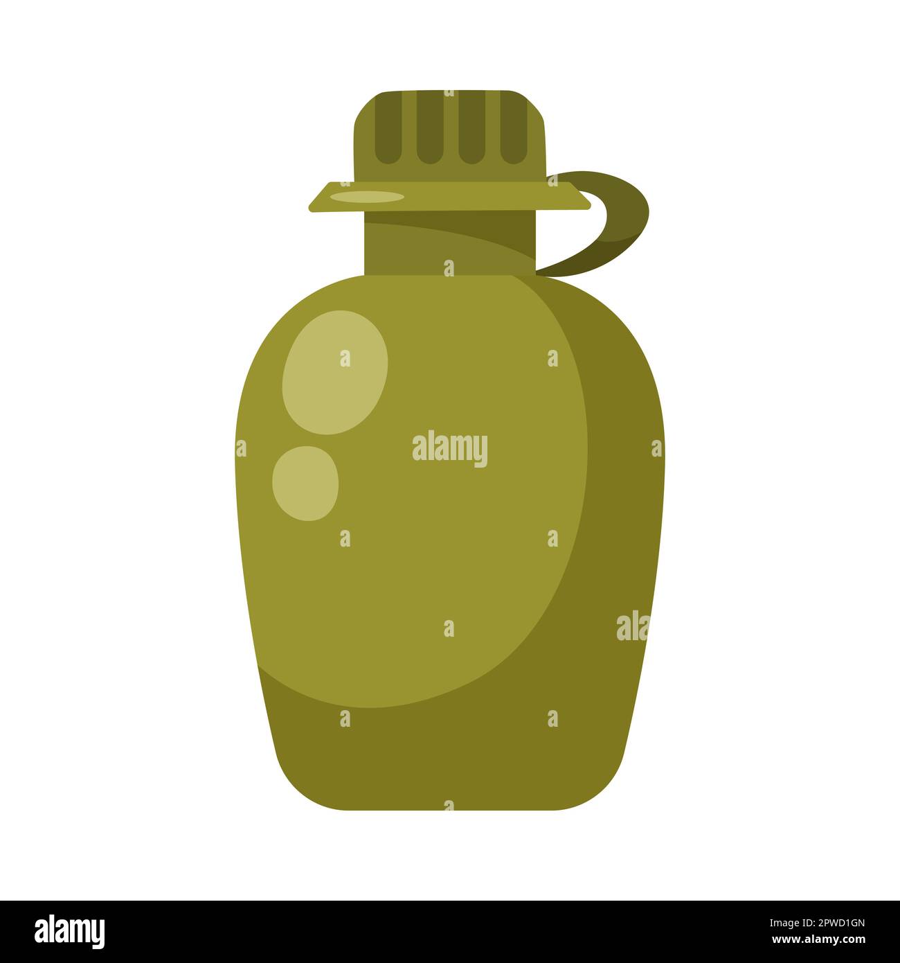 Green military flask for water cartoon illustration Stock Vector Image ...