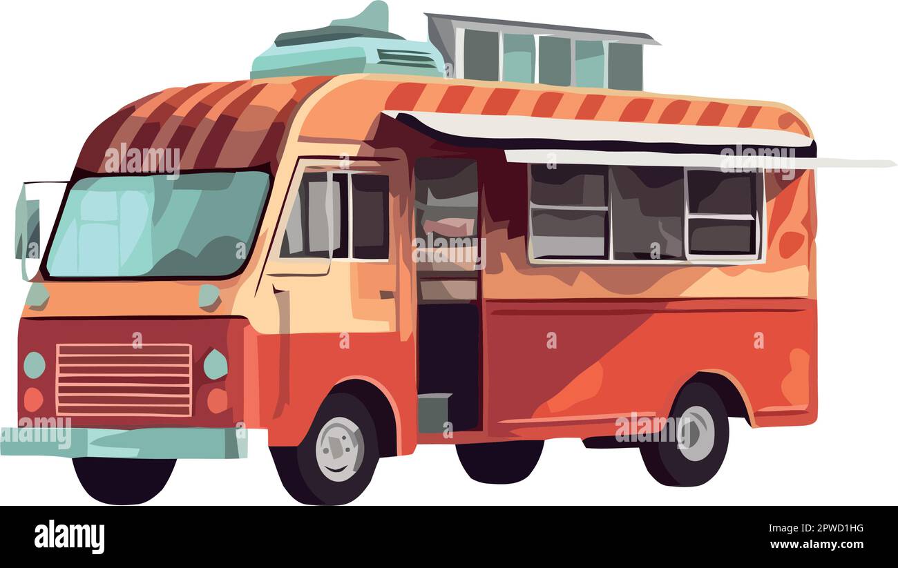 old fashioned bus, delivering summer meals Stock Vector Image & Art - Alamy
