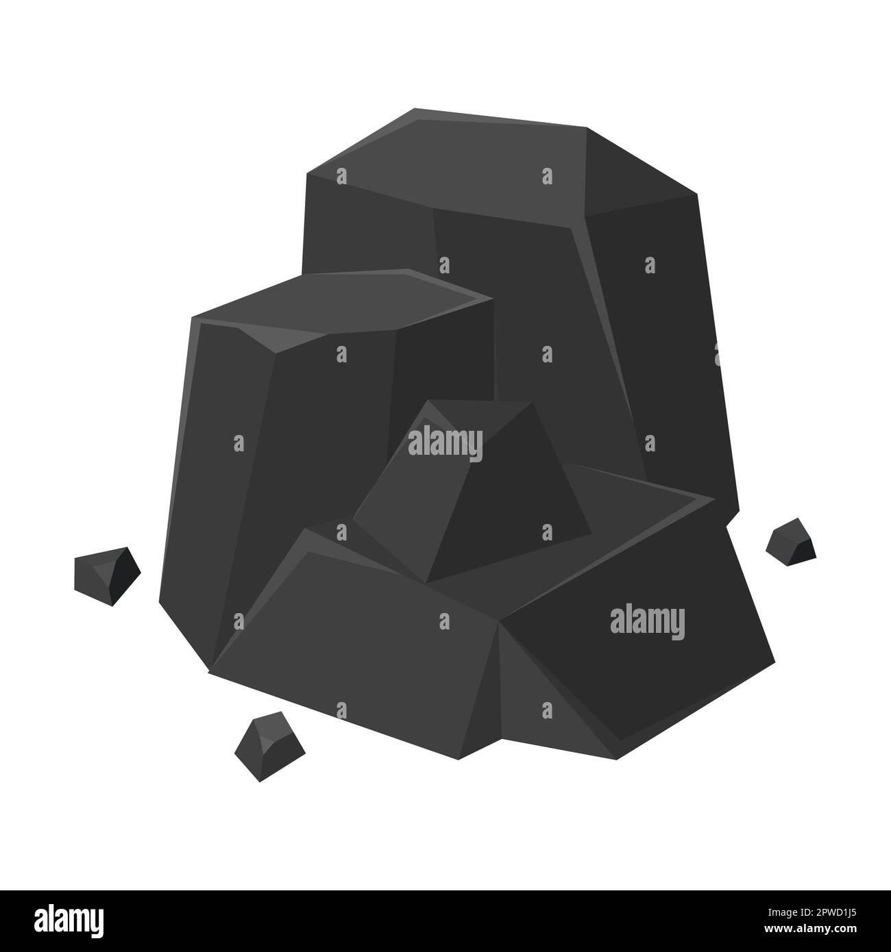 rock with ledges and steps flat vector illustration. Pile of iron ...