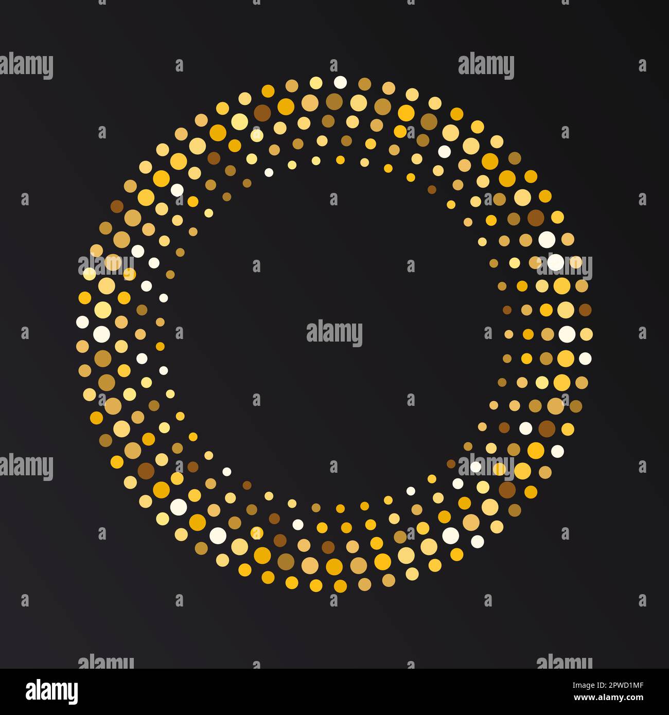 Gold Halftone round frame. Golden luxury Halftone circle logo Stock ...