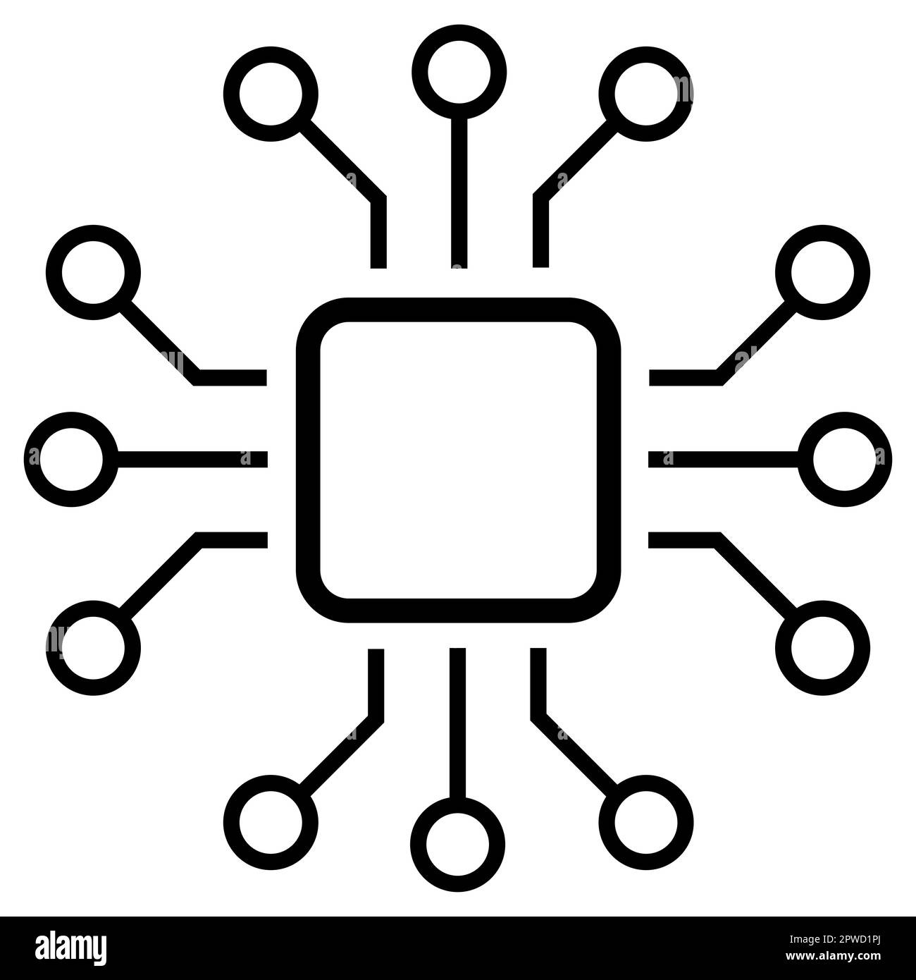 Silhouette of simple schematic chip or component for microcircuits ...
