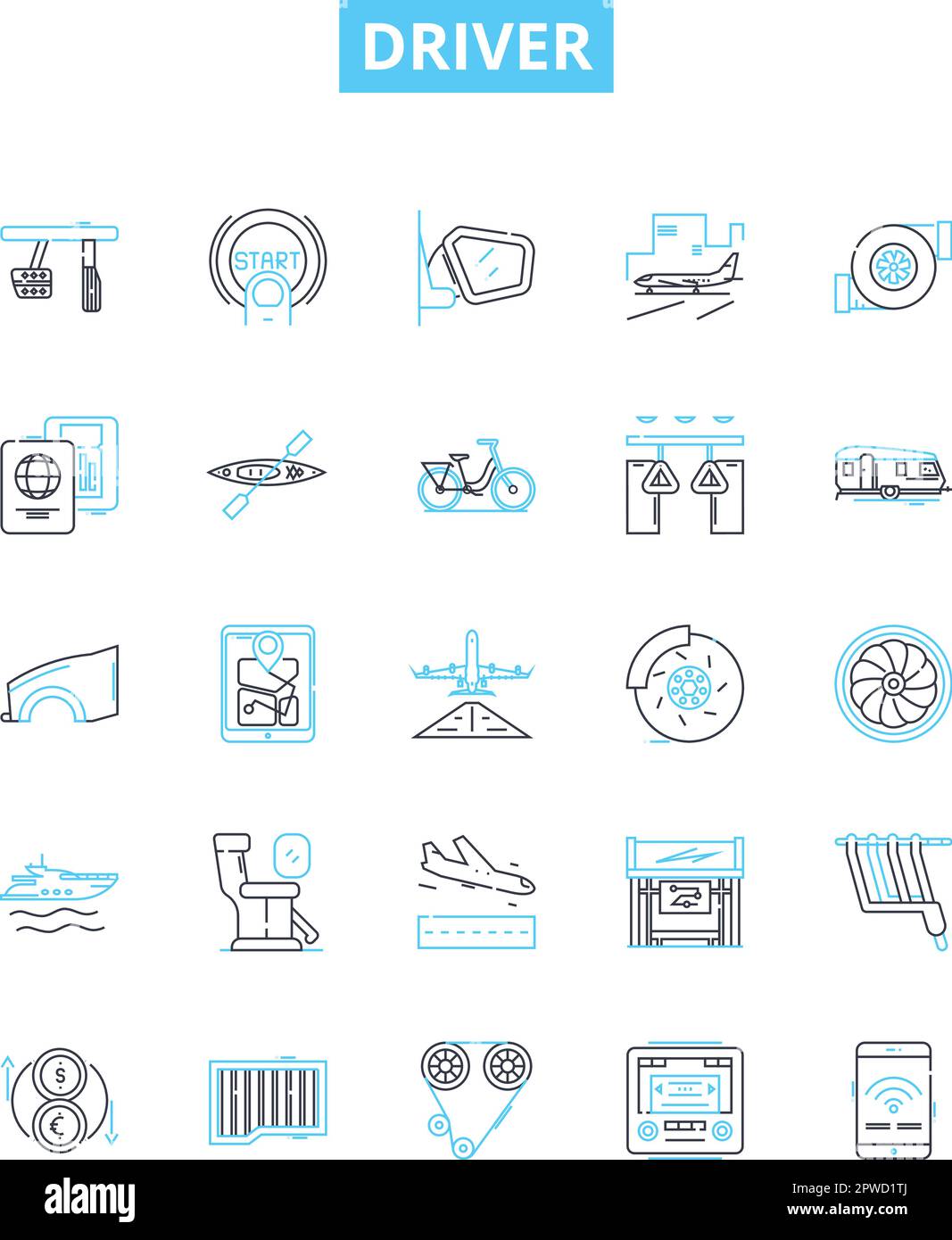 Driver vector line icons set. Driver, Chauffeur, Courier, Pilot ...