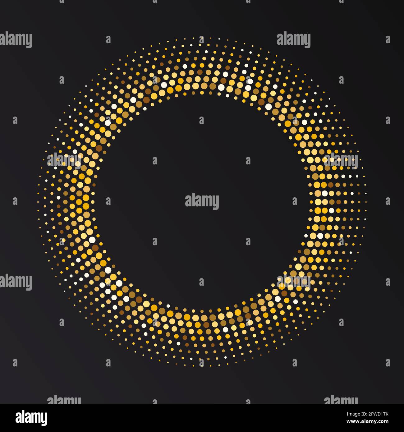 Gold Halftone round frame. Golden luxury Halftone circle logo Stock ...
