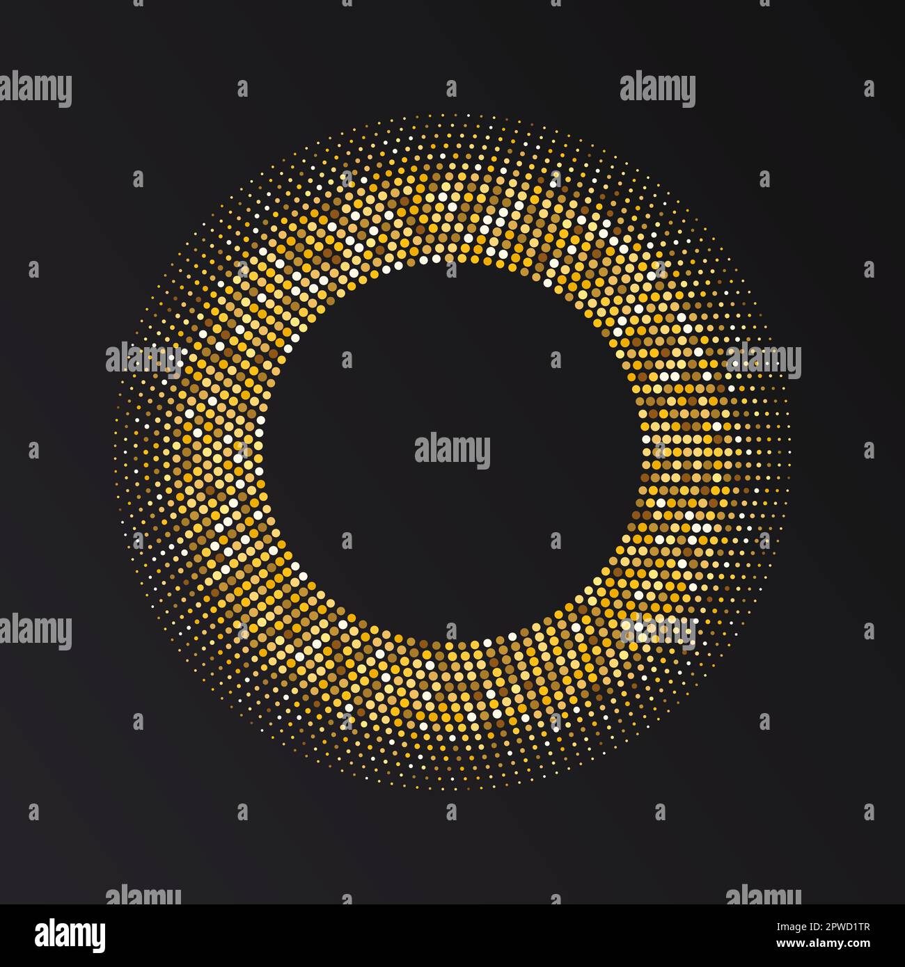 Gold Halftone round frame. Golden luxury Halftone circle logo Stock ...
