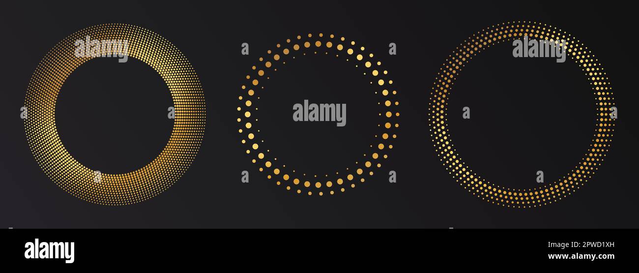 Gold Halftone round frame. Golden luxury Halftone circle logo Stock ...