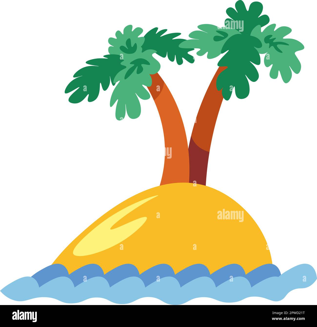 Cartoon islands with palm trees and sea waves Stock Vector Image & Art ...