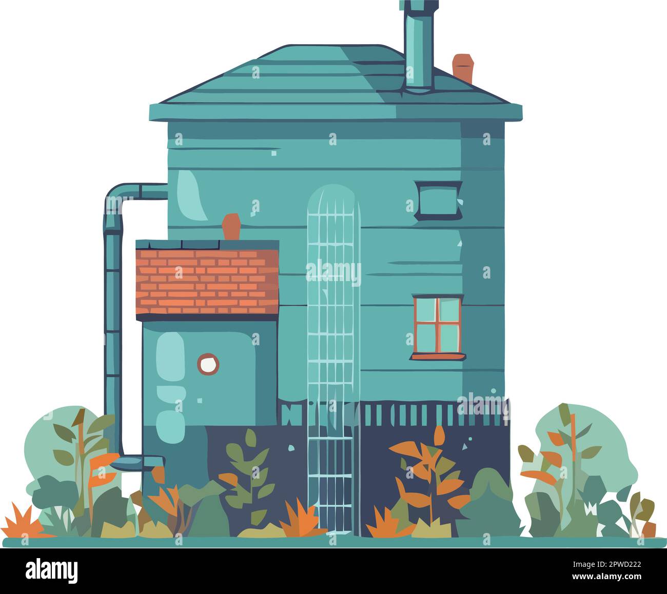 house building with pipeline and chimney Stock Vector Image & Art - Alamy