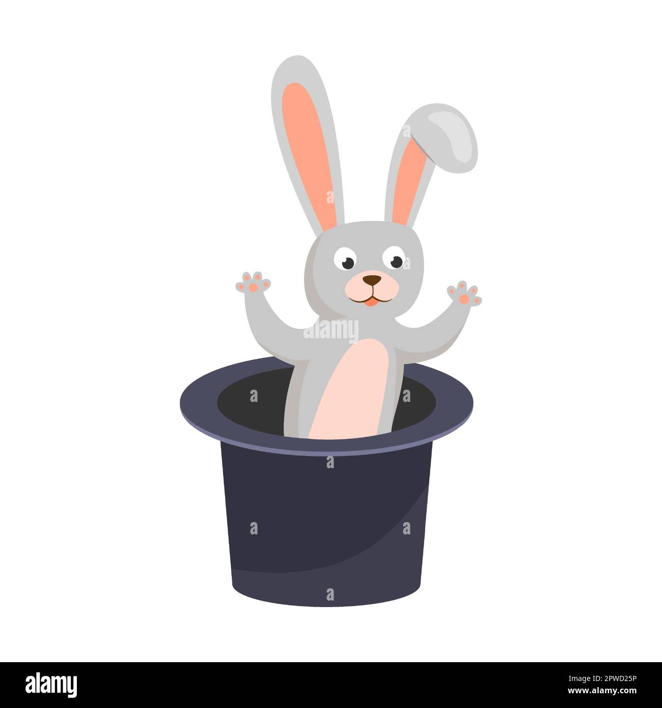 Funny hare in a magician hat on circus show. Vector illustration of ...
