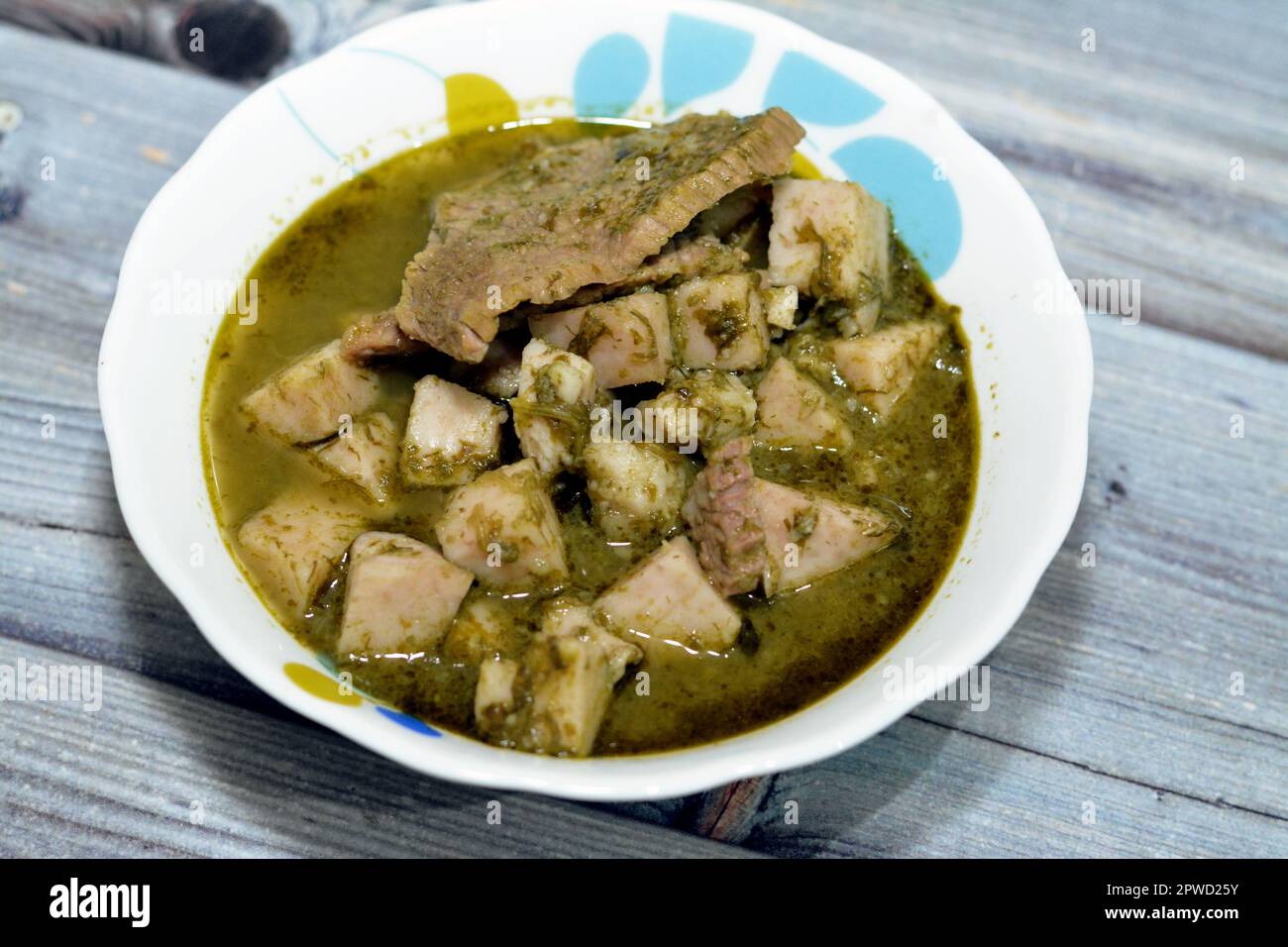 Egyptian kolkas plate cuisine, a delicious taro root stew made with a ...