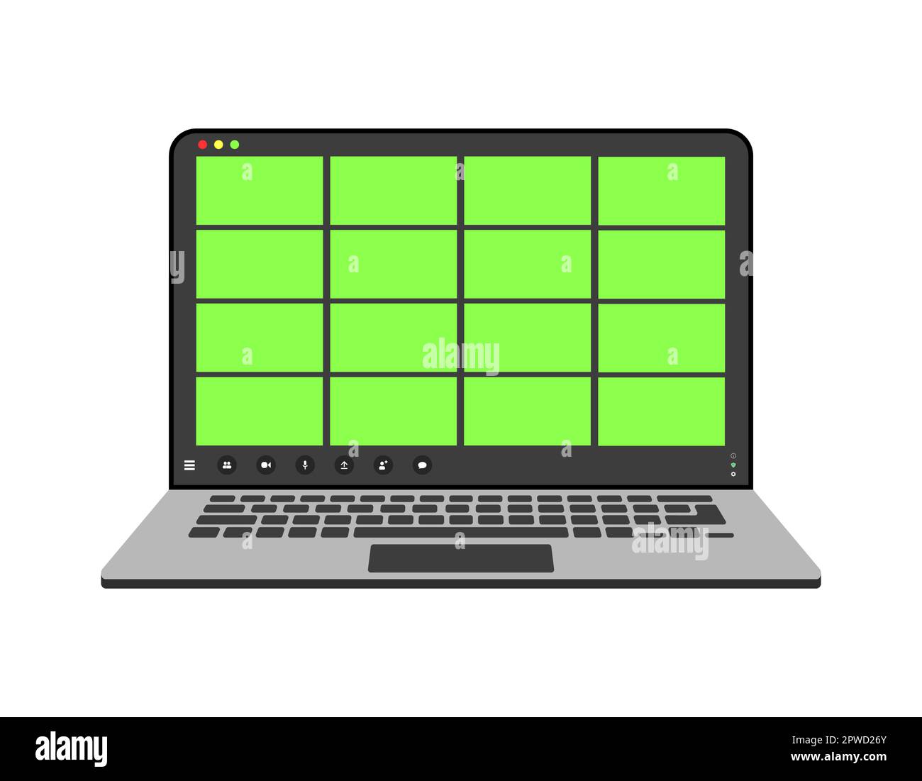 Videocall interface, video call screen icons and UI template for laptop ...