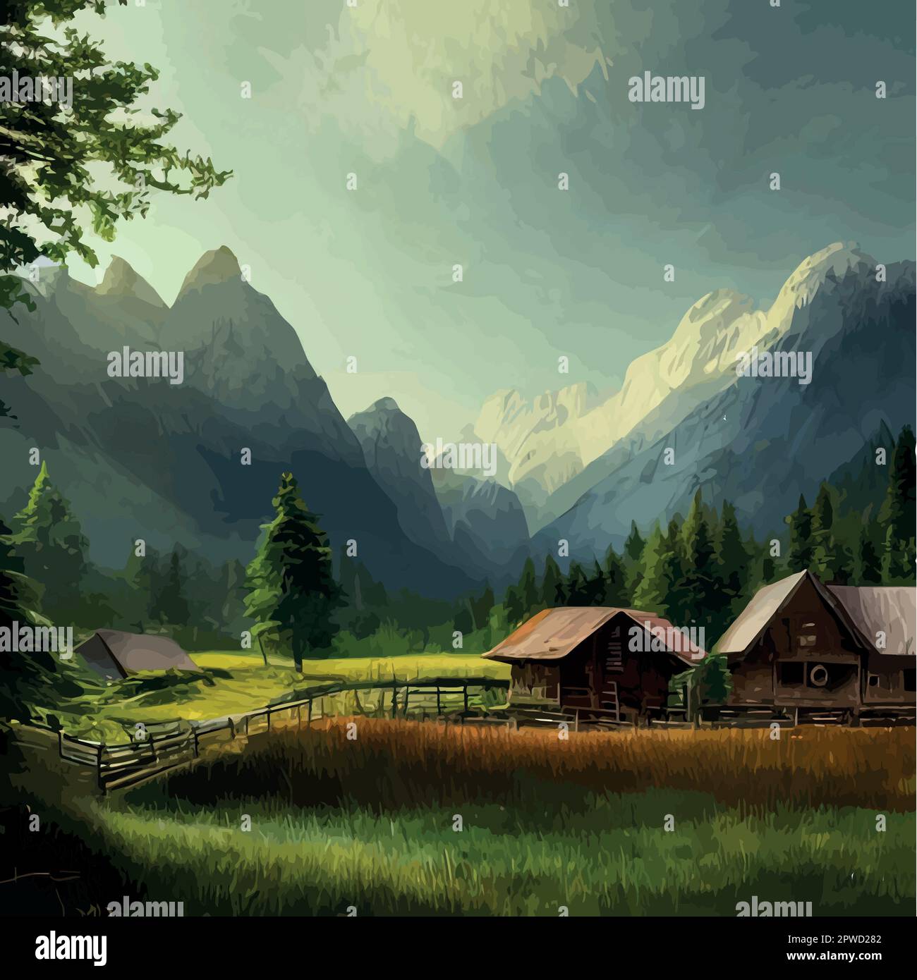 Rocks boulders trees Stock Vector Images - Alamy