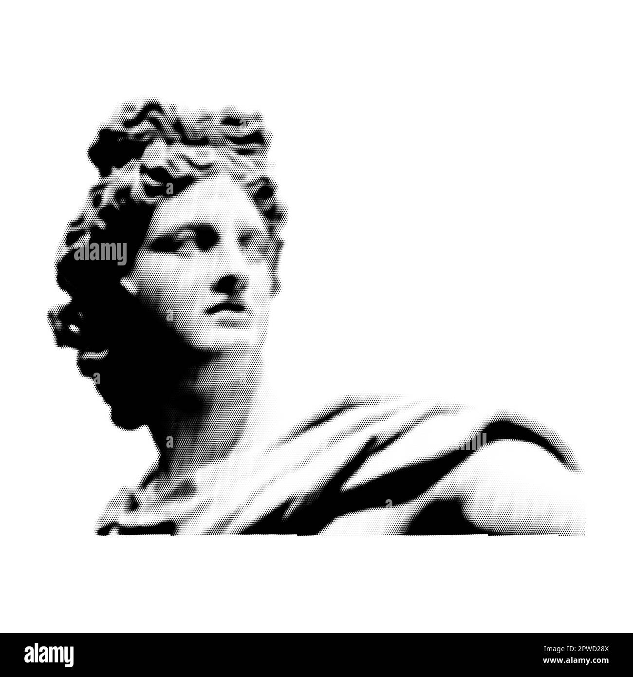 Halftone Greece modern statue. Collage design element in trendy ...