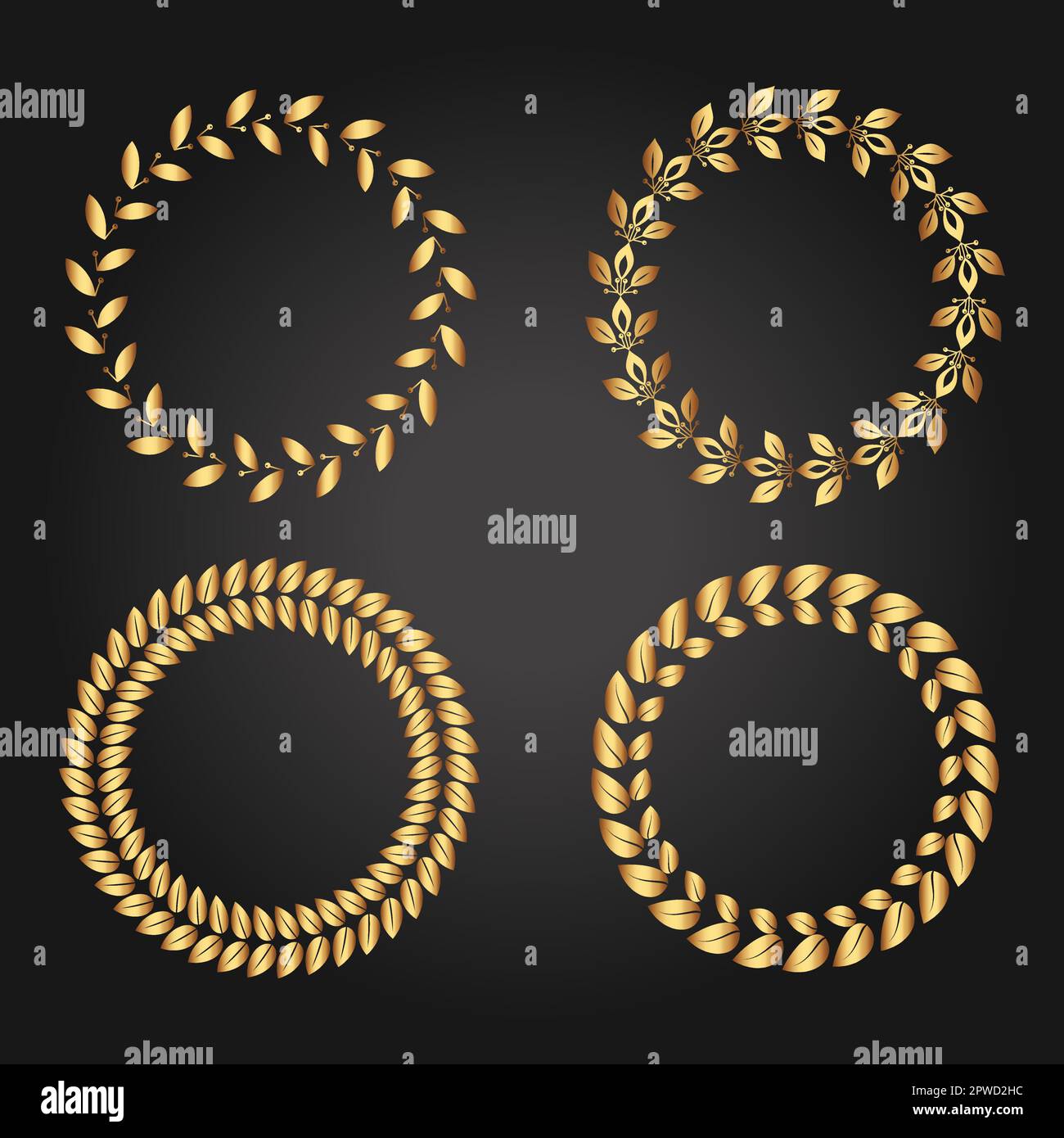 Golden Award wreath. Round Laurel wreath. Circle floral frame Stock ...