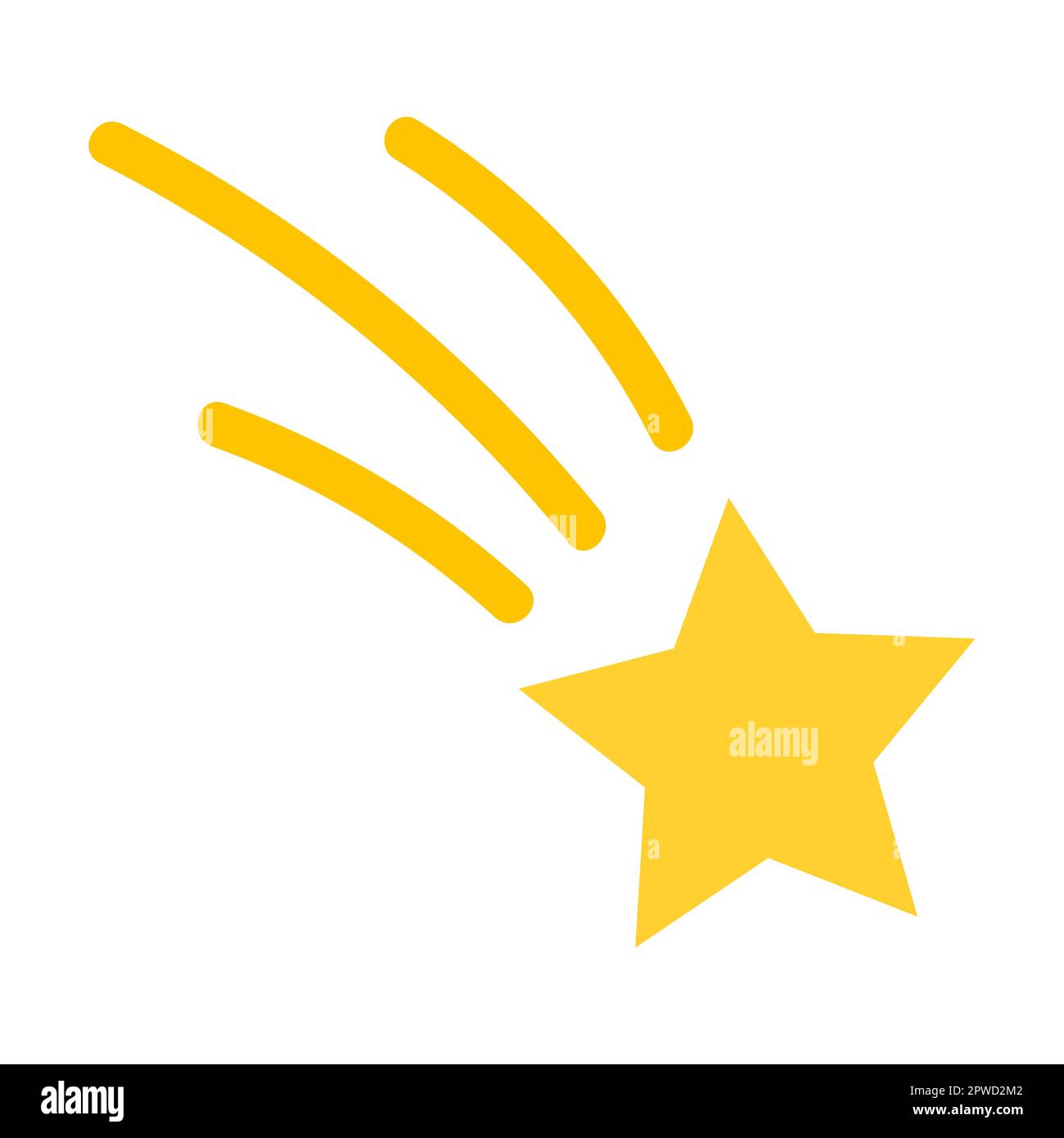 yellow bright star is falling. Comet with a tail. Cartoon vector ...