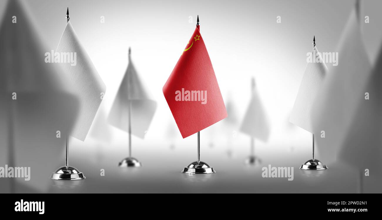 The national flag of the USSR surrounded by white flags Stock Photo - Alamy