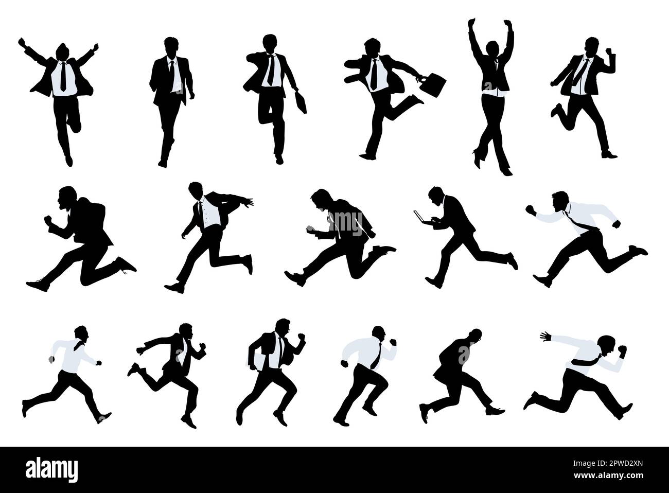 Silhouettes of business people run vector isolated Stock Vector Image ...