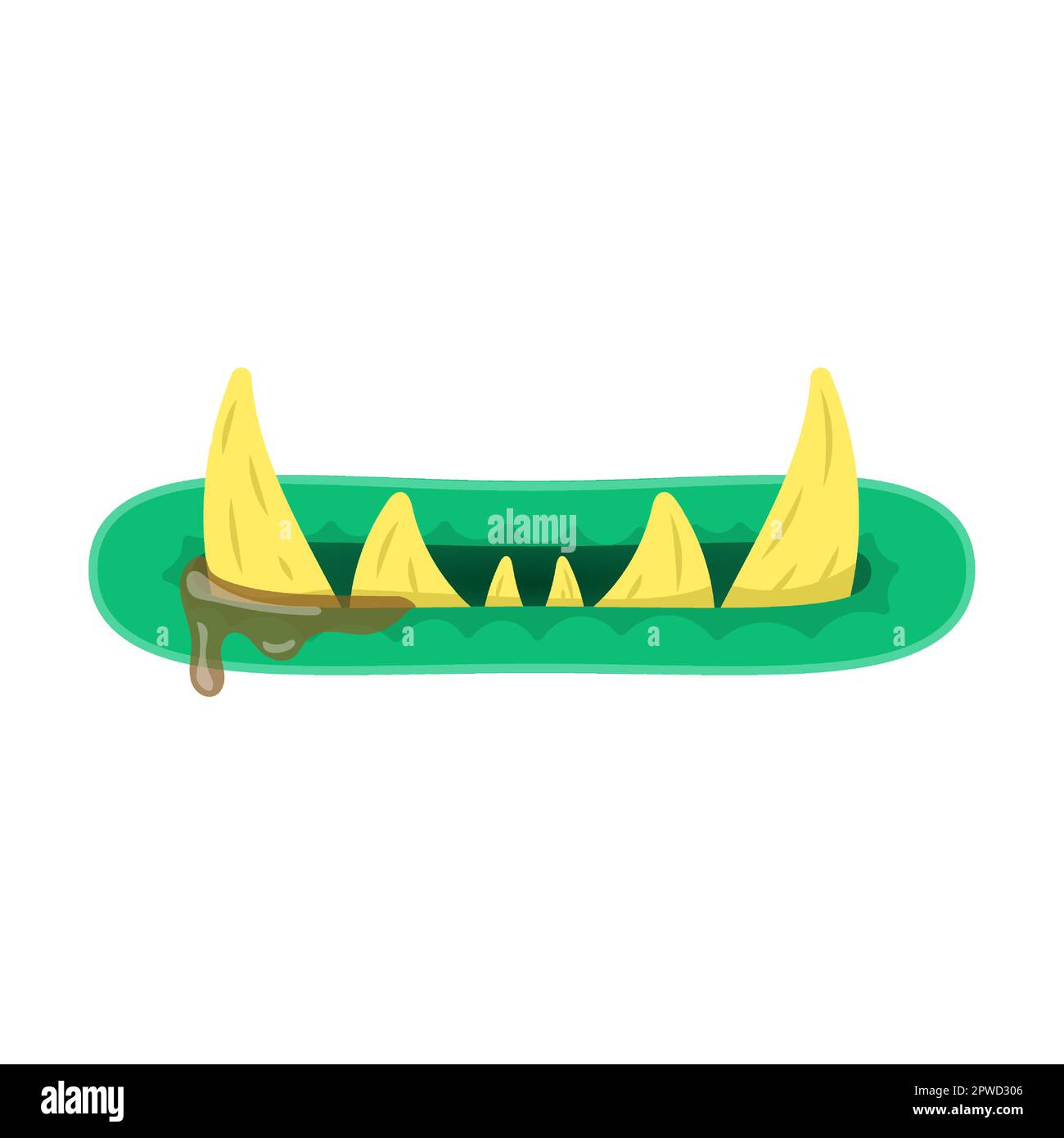 monster mouth green goblin with big fangs, cartoon vector illustration ...