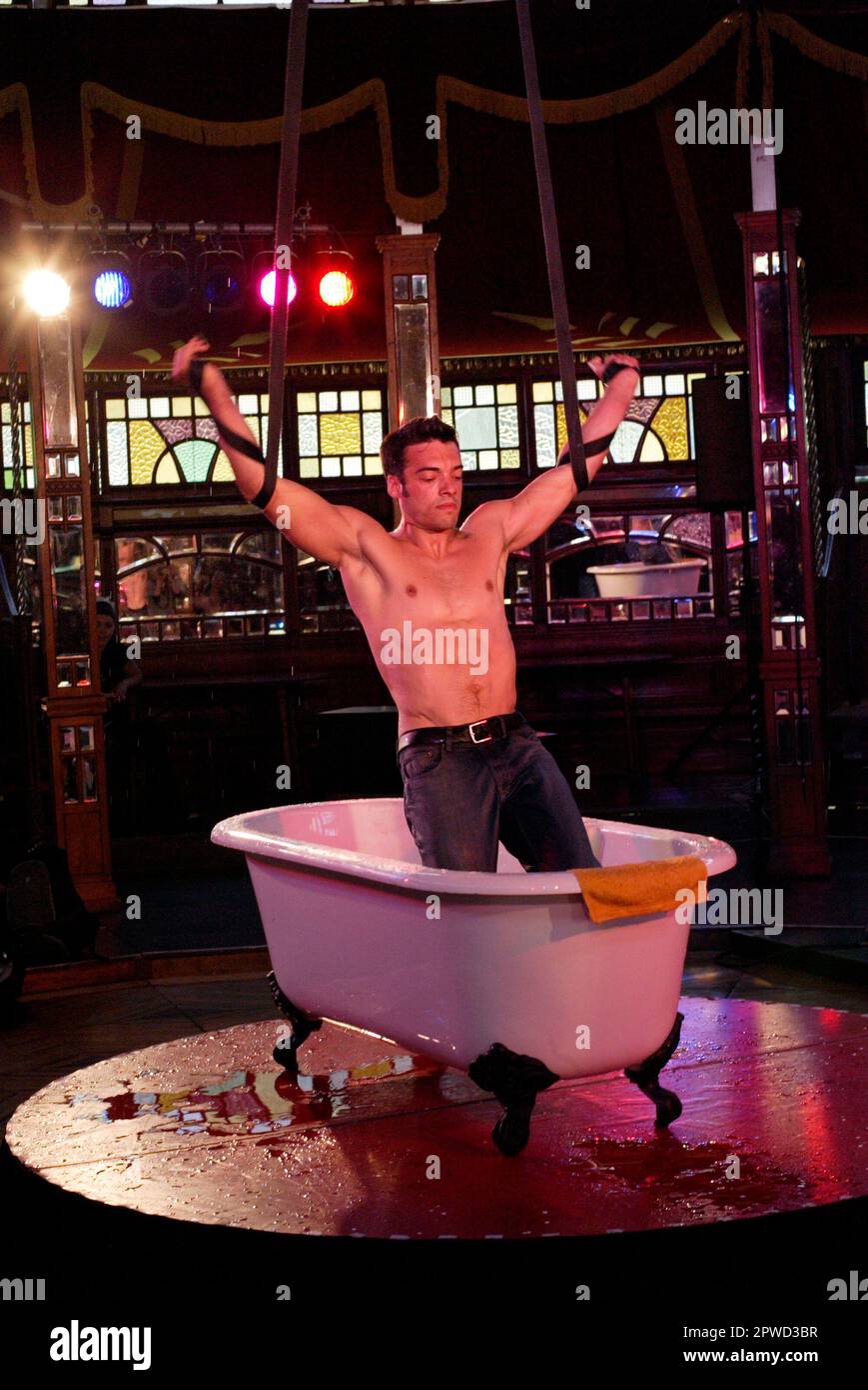 German bathtub acrobat David O’Mer of the La Clique (burlesque cabaret ...