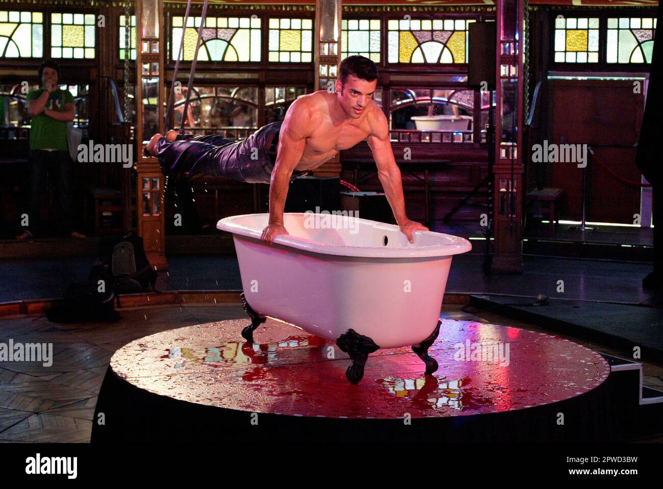 German bathtub acrobat David O’Mer of the La Clique (burlesque cabaret ...
