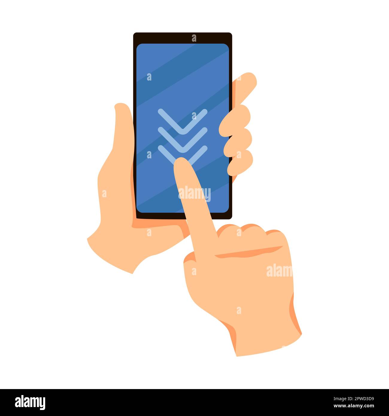 Move finger down the screen, touch to screen of mobile phone. Vector ...