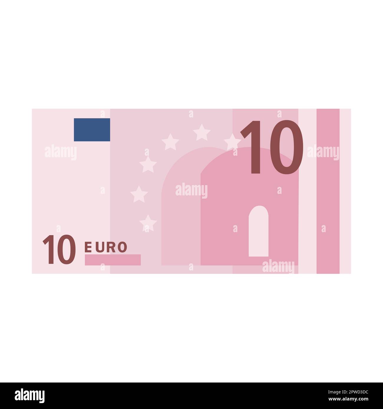 Simple icon of 10 euro banknote for wallet isolated on white background ...