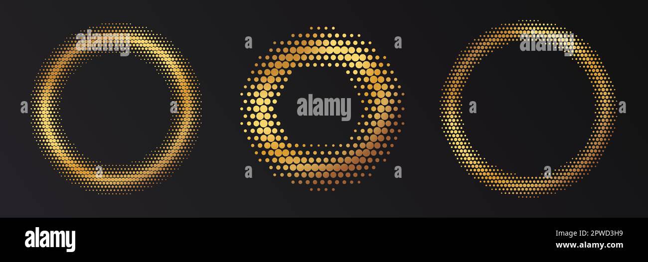 Gold Halftone round frame. Golden luxury Halftone circle logo Stock ...