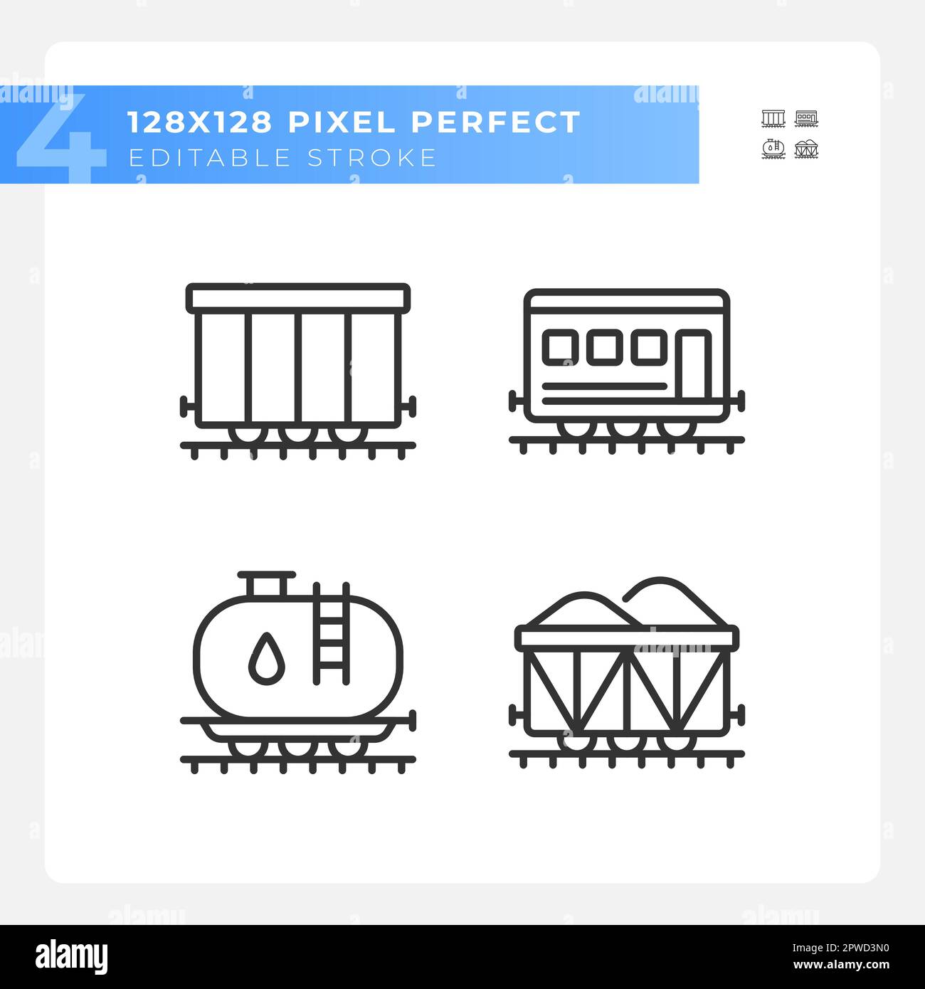 Rail wagon pixel perfect linear icons set Stock Vector Image & Art - Alamy