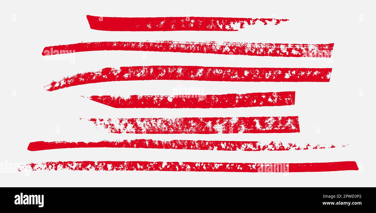 Red brush stroke set. Collection of painted grunge stripes. Ink paint ...