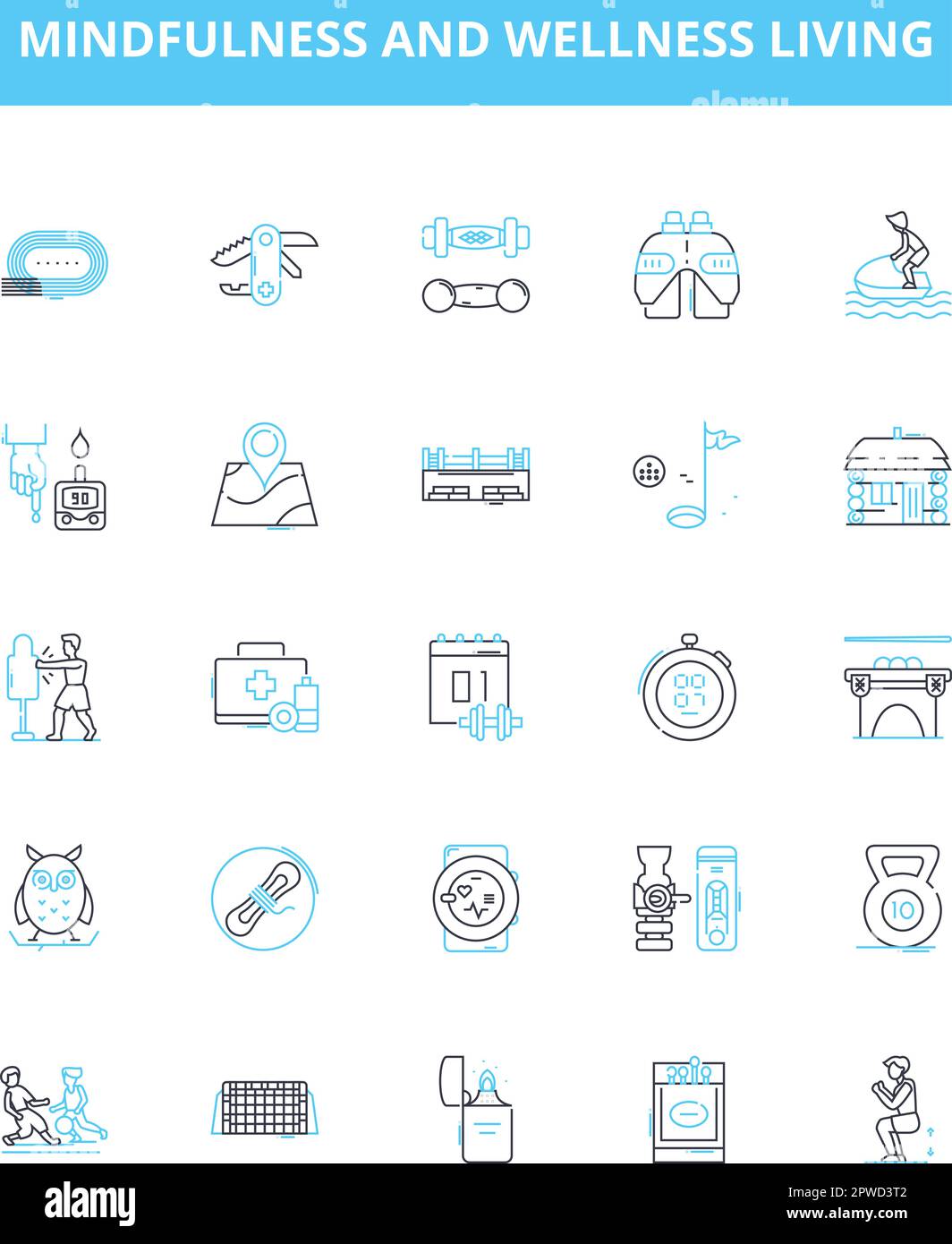 Mindfulness and wellness living vector line icons set. mindfulness ...