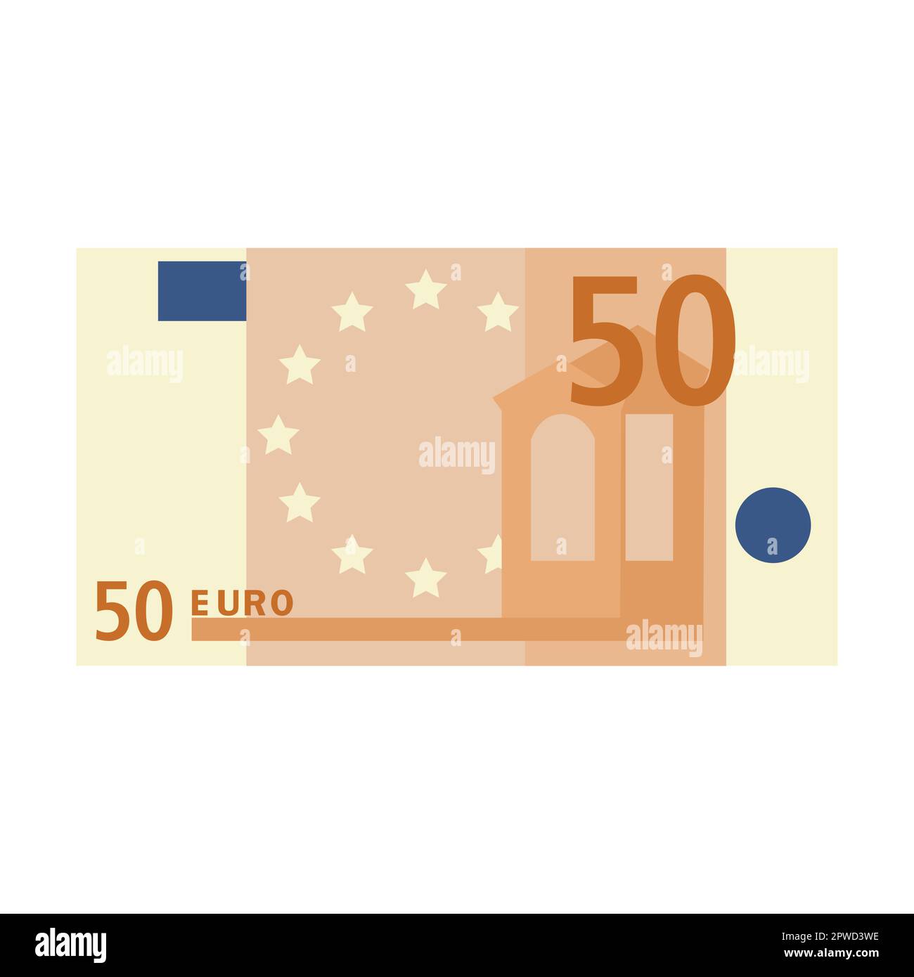 Simple icon of 50 euro banknote for wallet isolated on white background ...