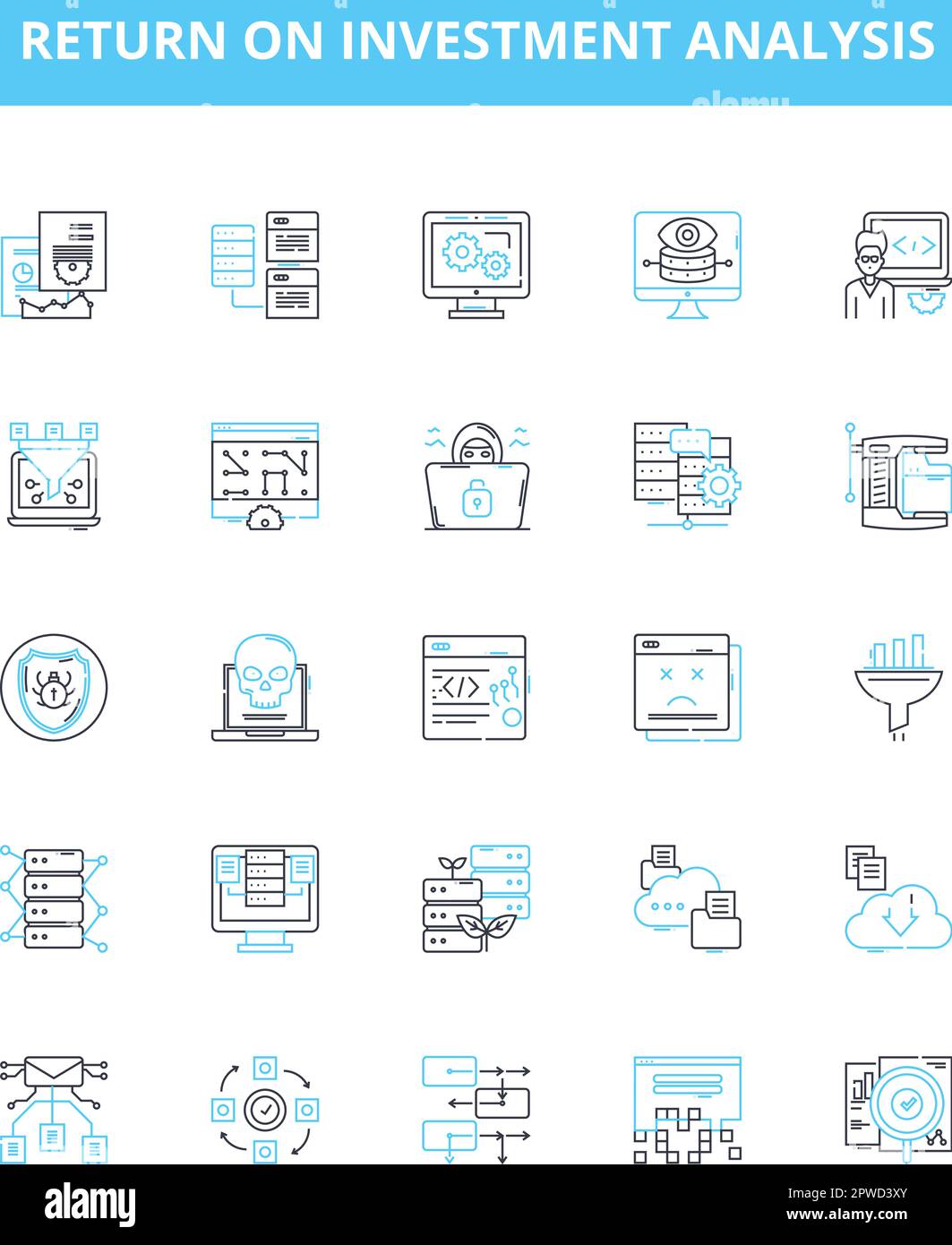 Return on investment analysis vector line icons set. ROI, Analysis, Return, Investment ...