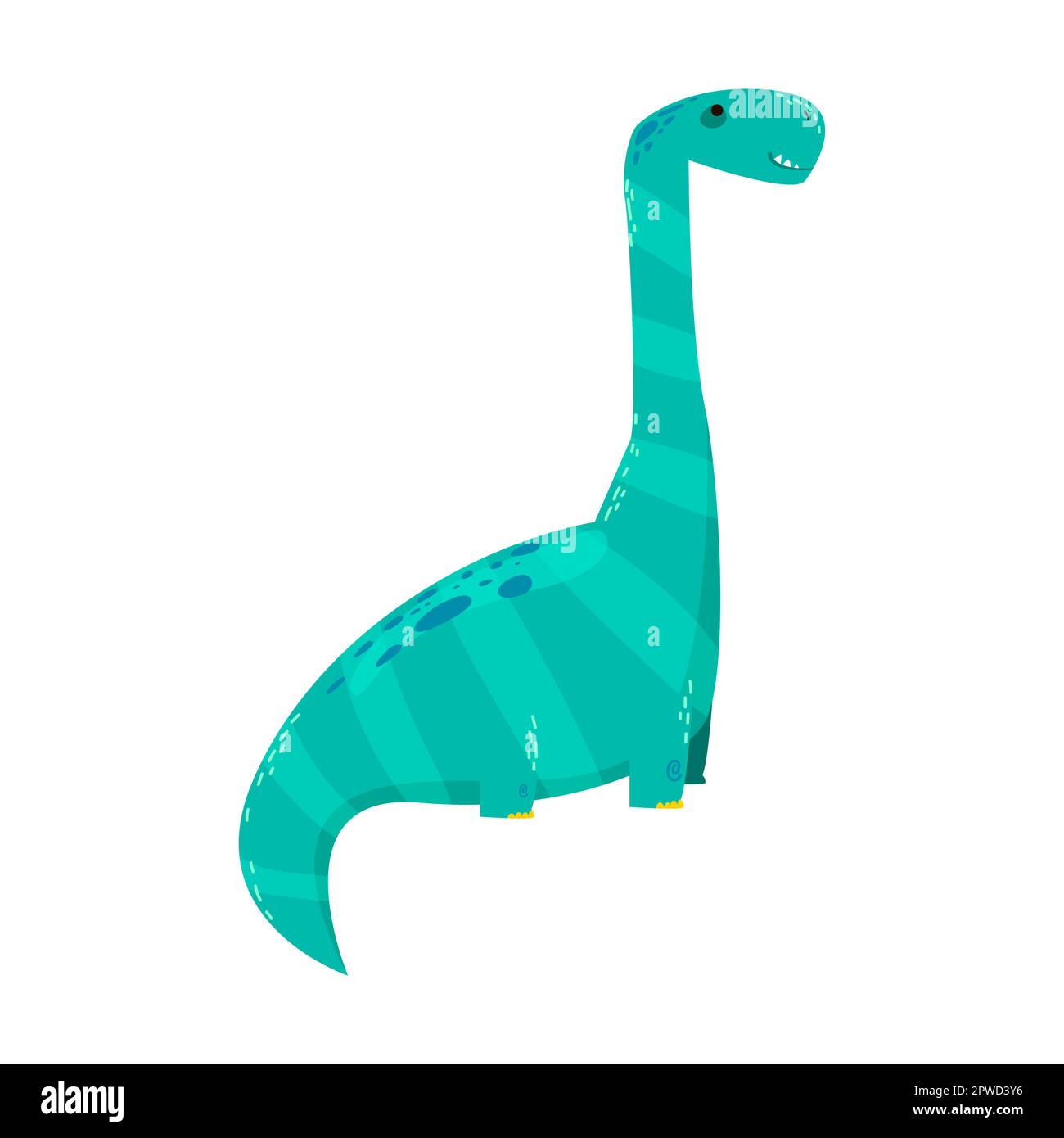 brontosaurus long neck, Cute prehistoric dinosaur. Vector illustration of baby dino and funny ...