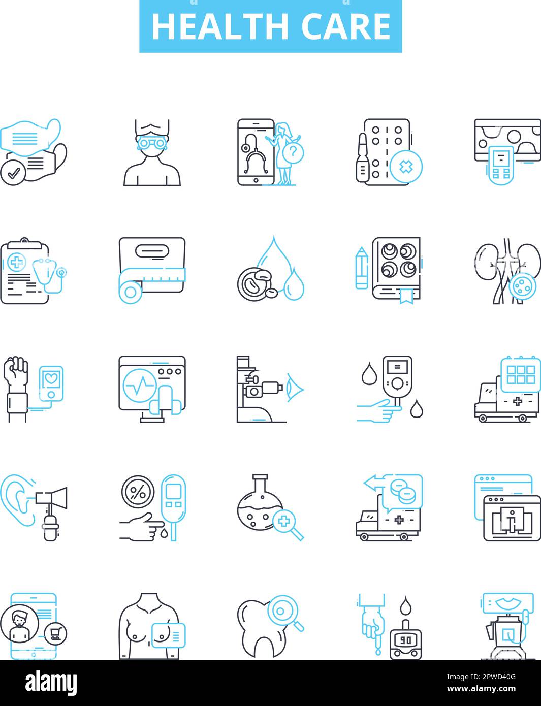 Health care vector line icons set. Medicine, Wellness, Health ...