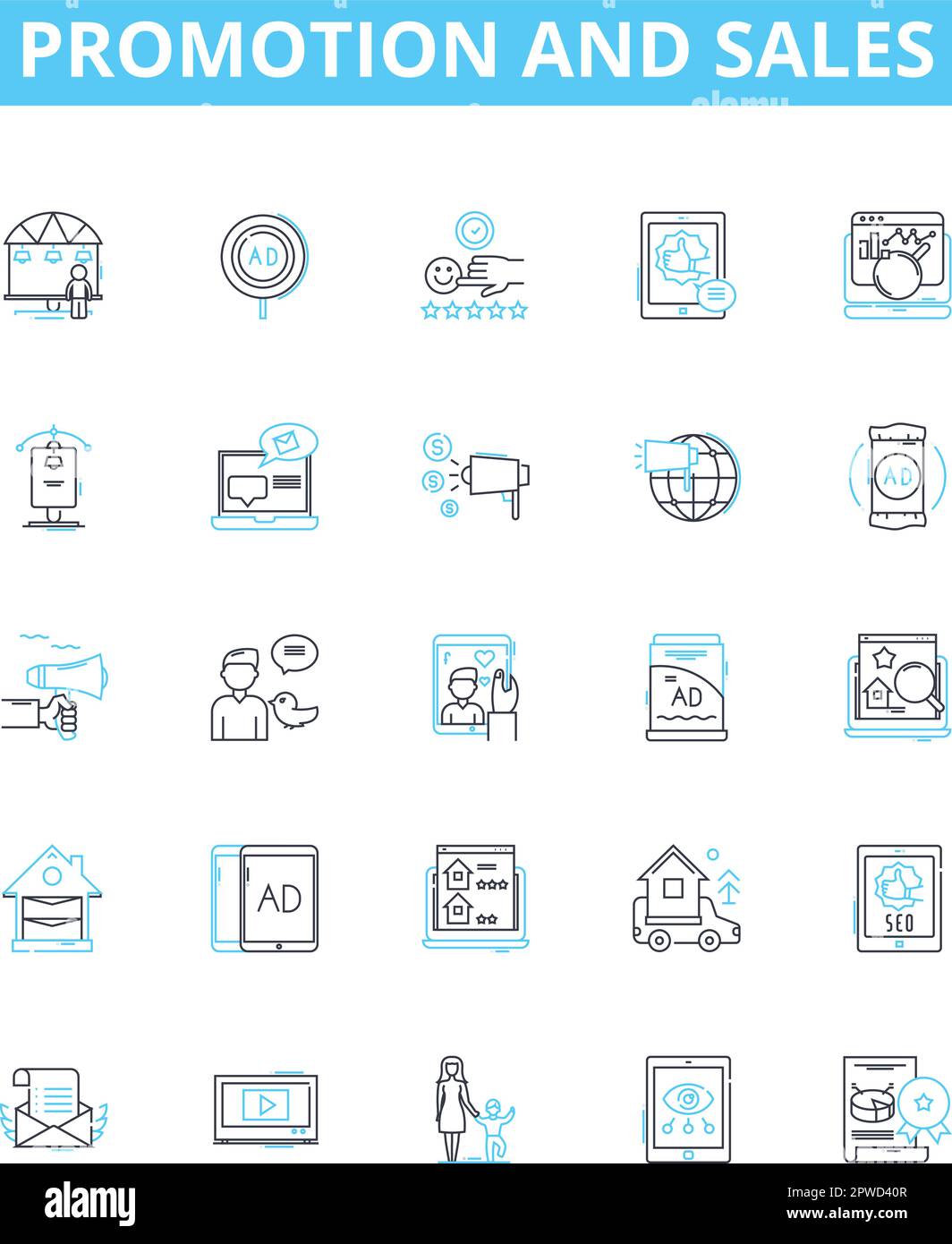 Promotion and sales vector line icons set. Promotion, Sales ...