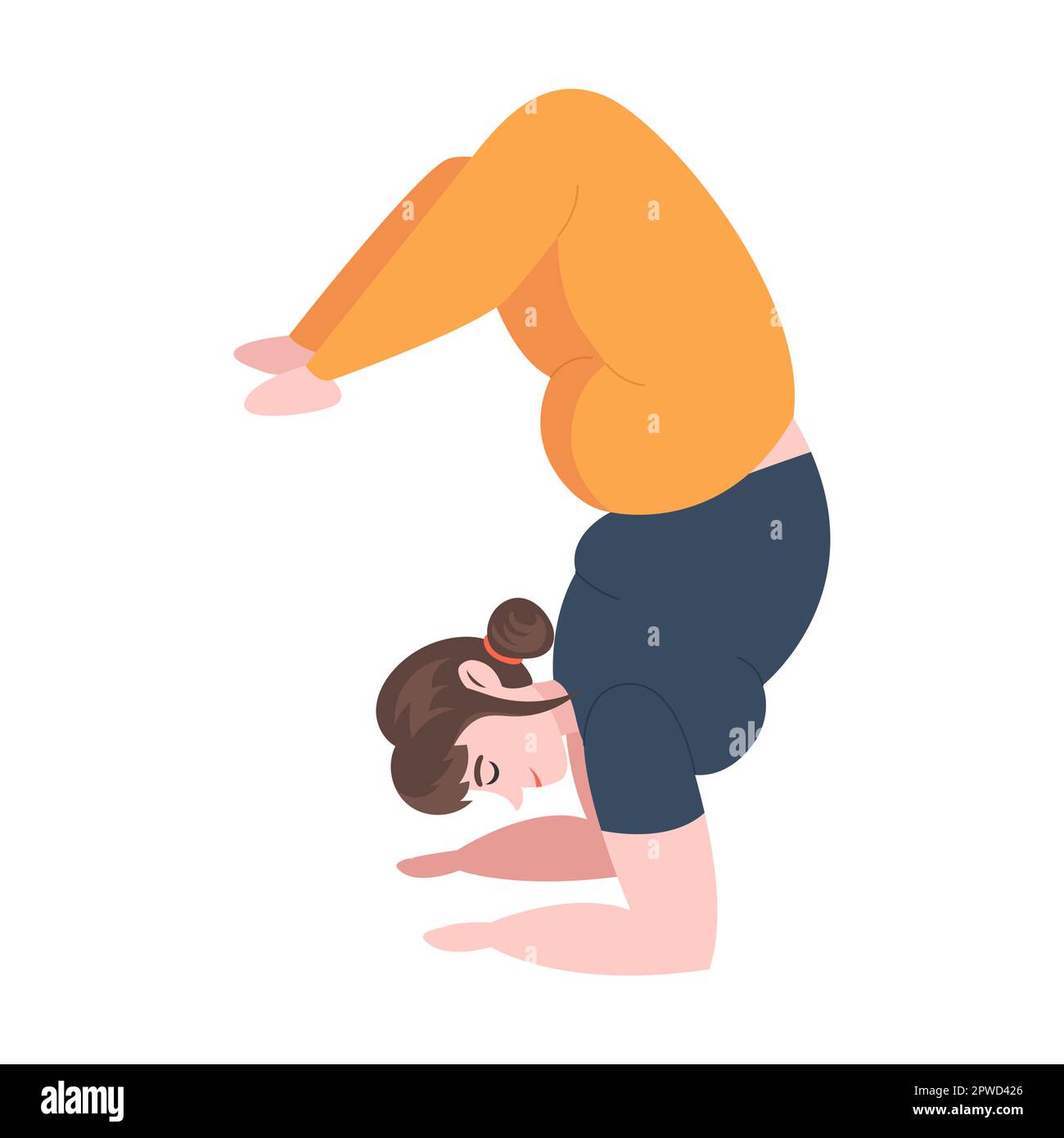 flexible and strong Cartoon woman doing yoga exercises vector ...