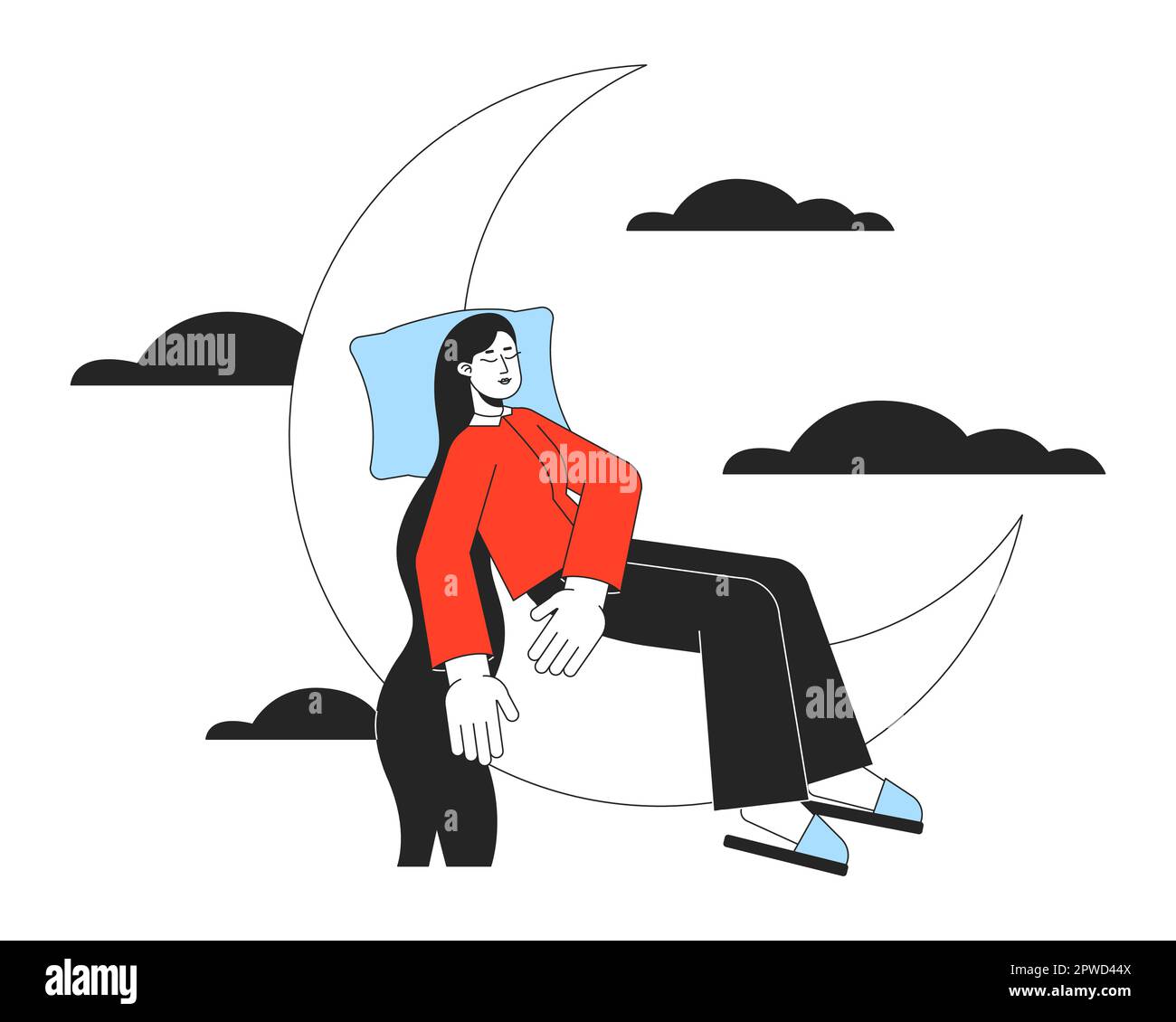 Healthy sleep hygiene flat line concept vector spot illustration Stock ...