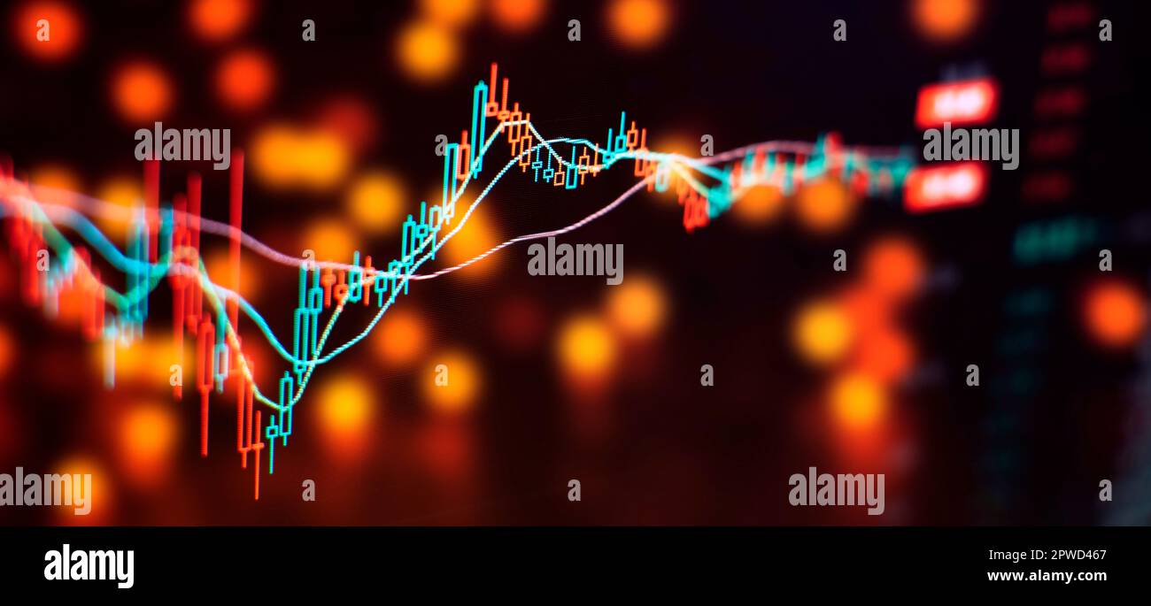 Financial chart with line graph in stock market Stock Photo - Alamy