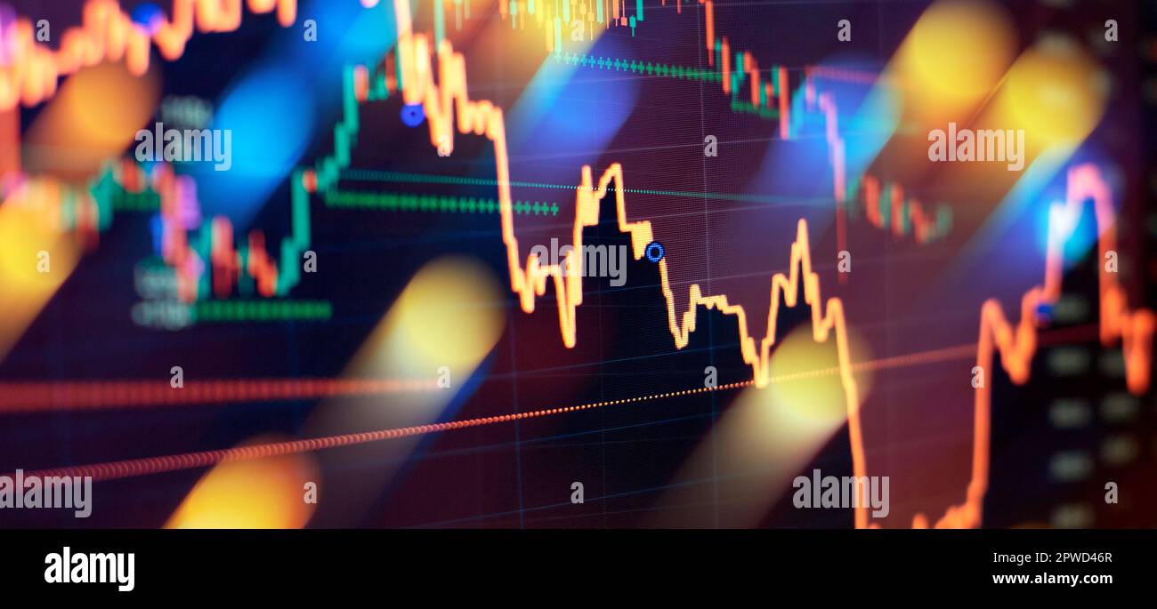 Financial chart with line graph in stock market Stock Photo - Alamy