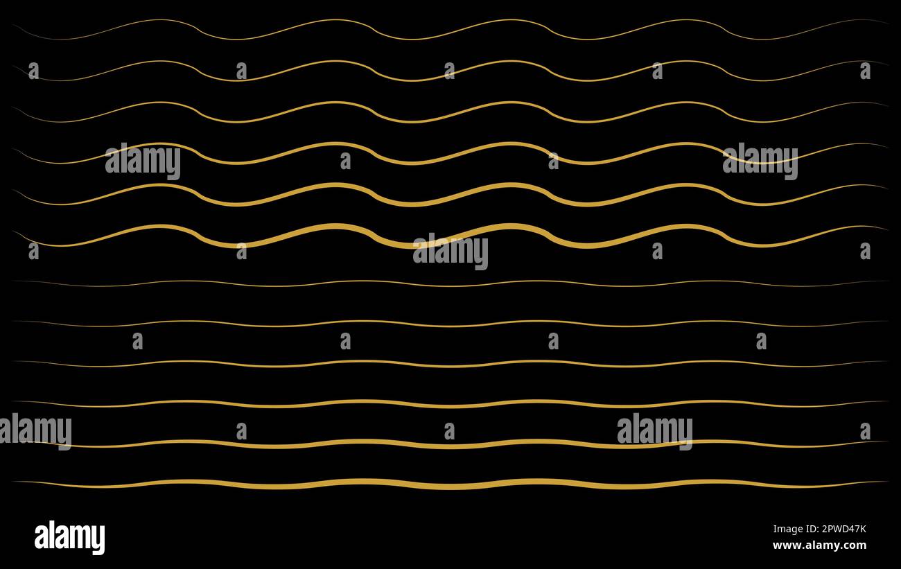 Set of golden contour waves isolated on white background. Vector design ...