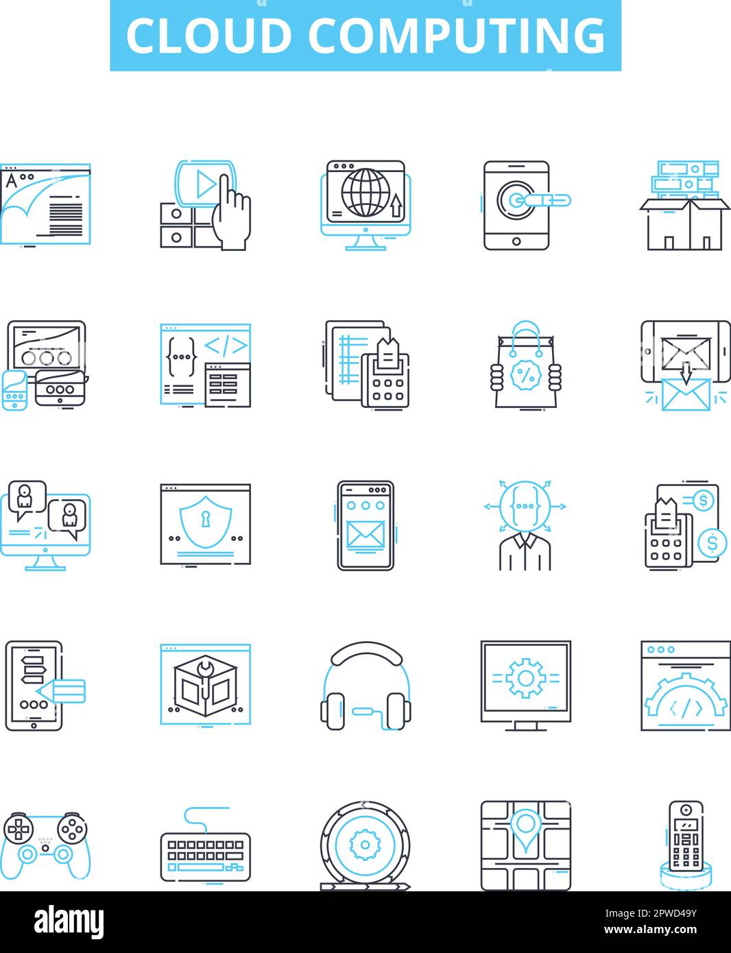 Cloud Computing Vector Line Icons Set Cloud Computing Storage