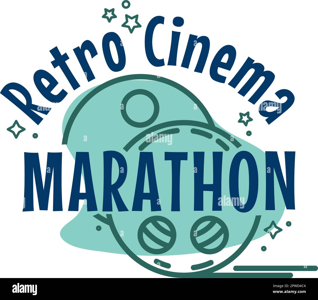 Retro cinema marathon film night recreation vector Stock Vector Image ...