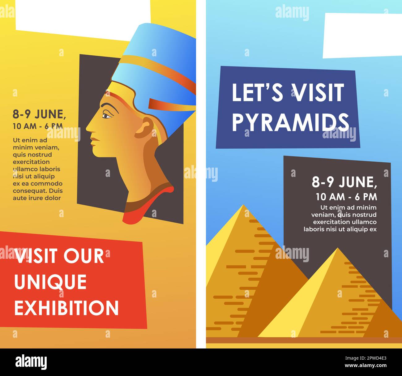 Visit our unique exhibition, pyramids excursion Stock Vector Image ...
