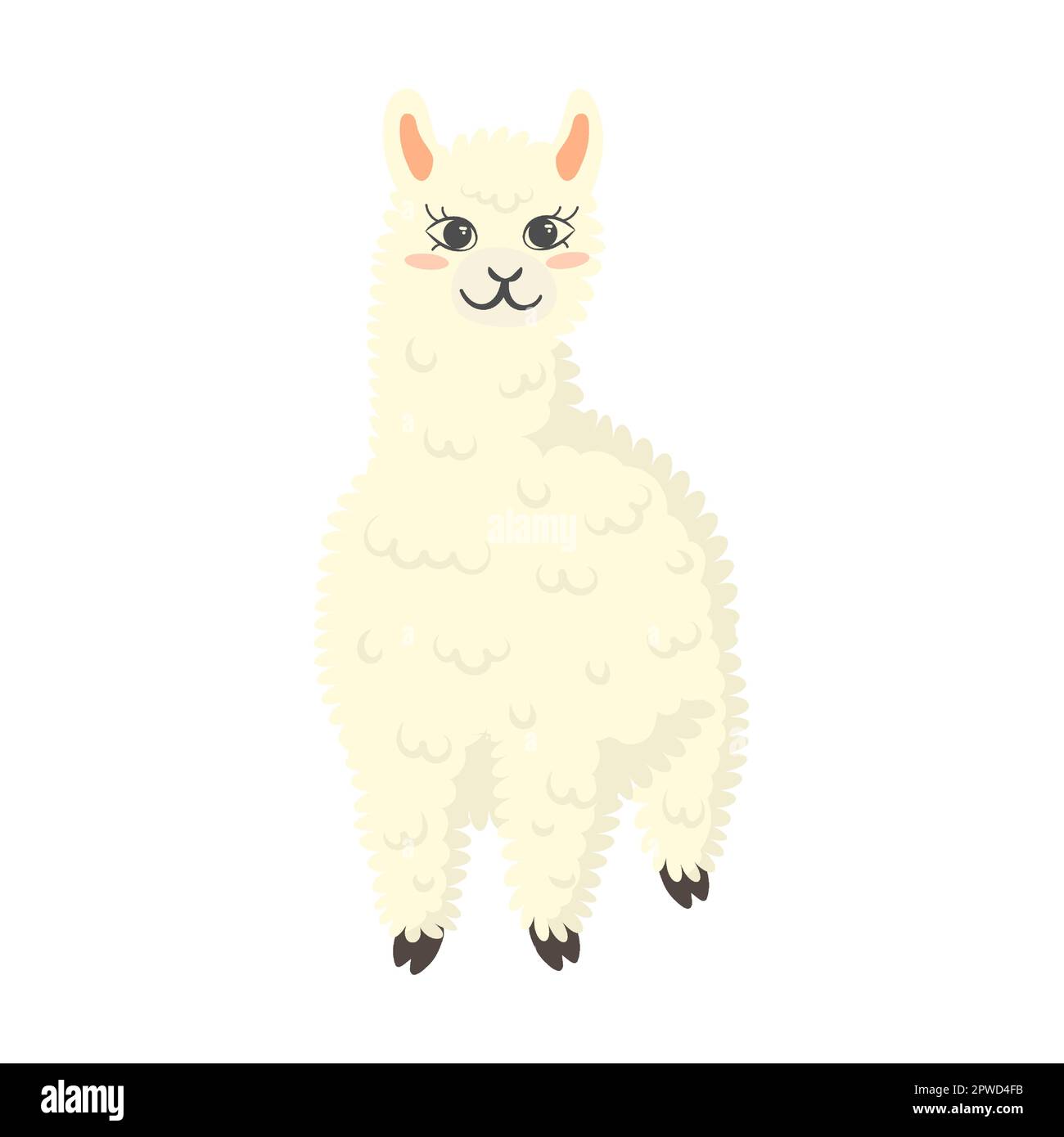 Cute lama proud, brave merrily walks, cartoon vector illustration ...